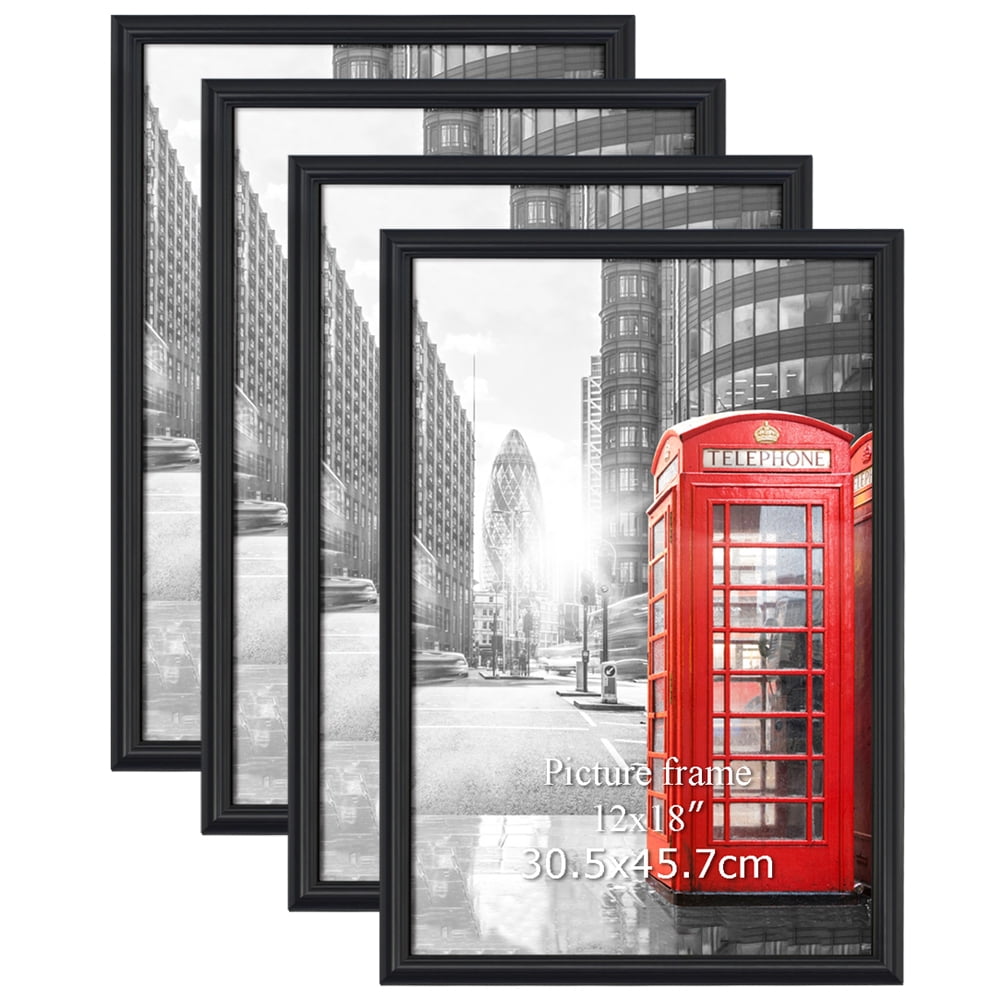 4-Pack 12x18 Modern Black Poster Frames, Wall Gallery Photo, Plexiglass ...