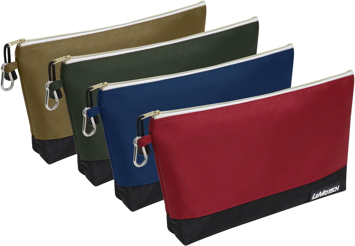 4 Pack 12x6.8 Inch Heavy Duty Tool Pouch with Zipper & Carabiners ...