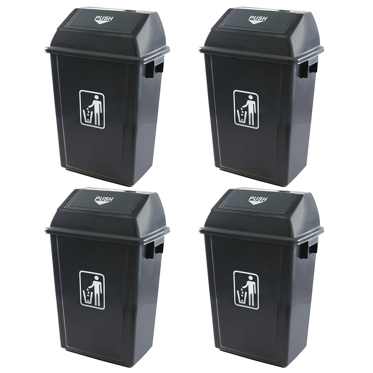 4-Pack 13 Gallon Kitchen Trash Can with Lid, Plastic Garbage Bin for ...