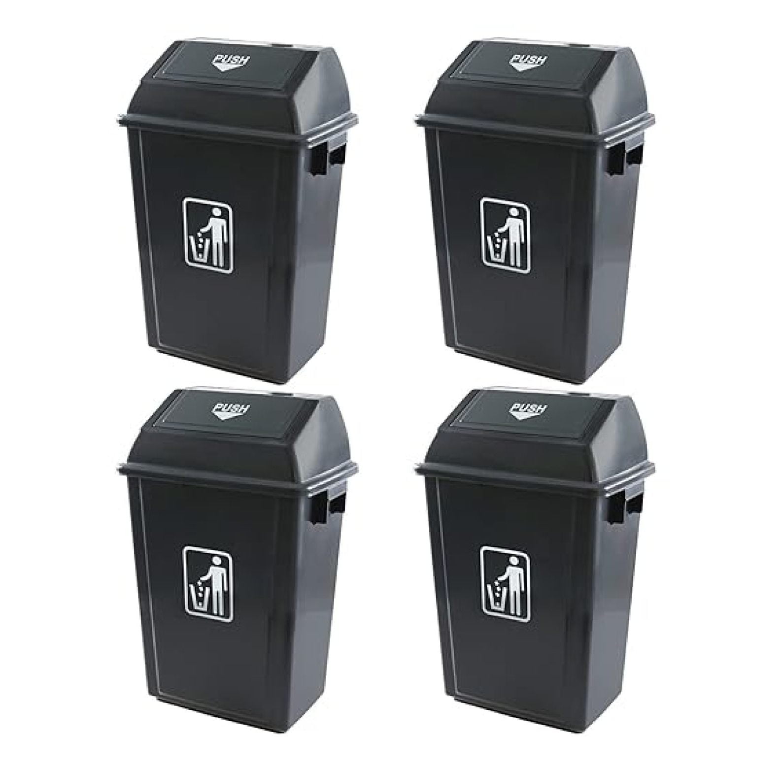 4-Pack 13 Gallon Kitchen Trash Can with Lid, Plastic Garbage Bin for ...