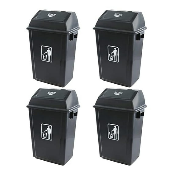 4-Pack 13 Gallon Kitchen Trash Can with Lid, Plastic Garbage Bin for ...