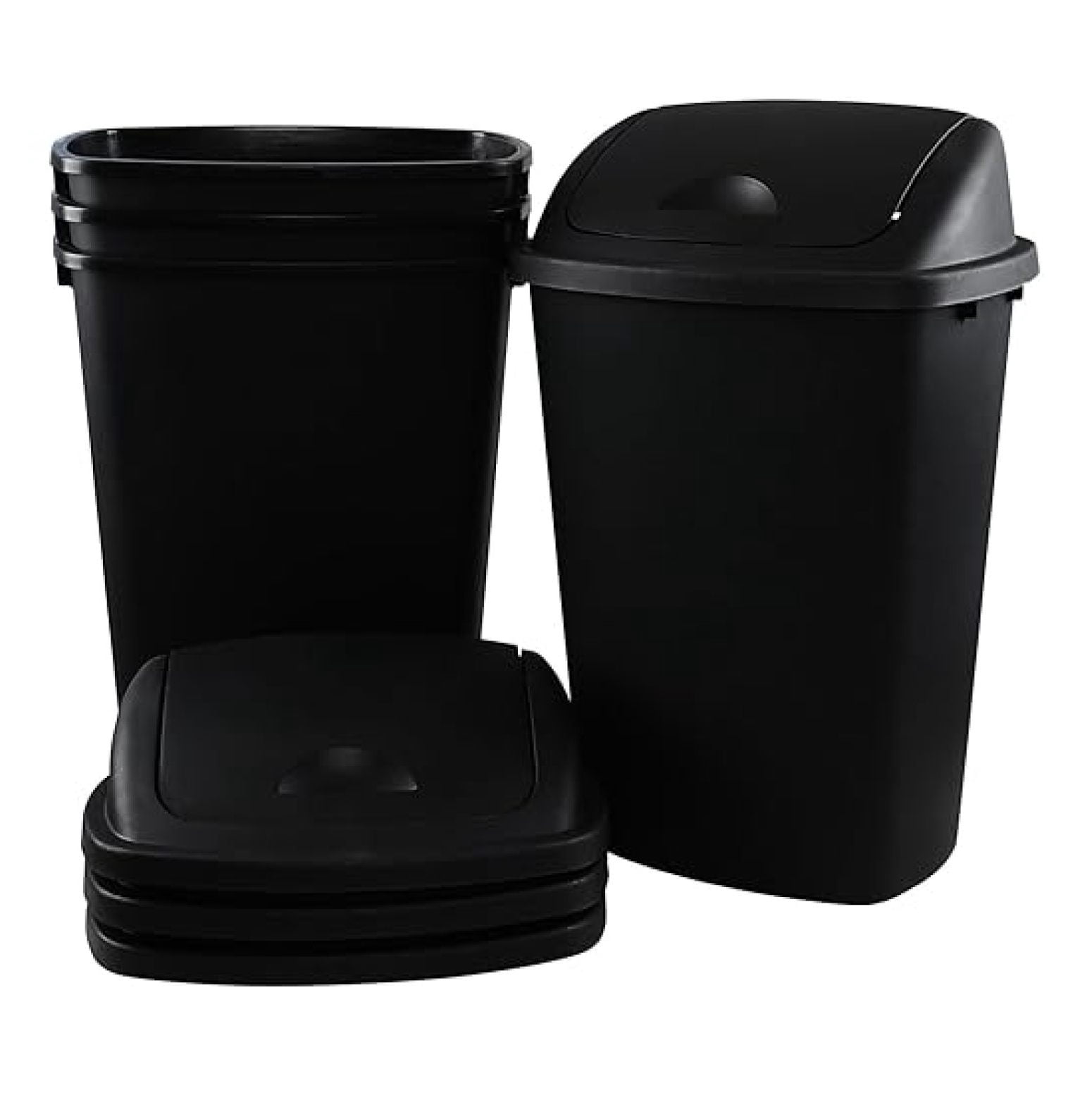 4 Pack 13 Gallon Large Plastic Waste Bin, Plastic Garbage Cans with Lid ...