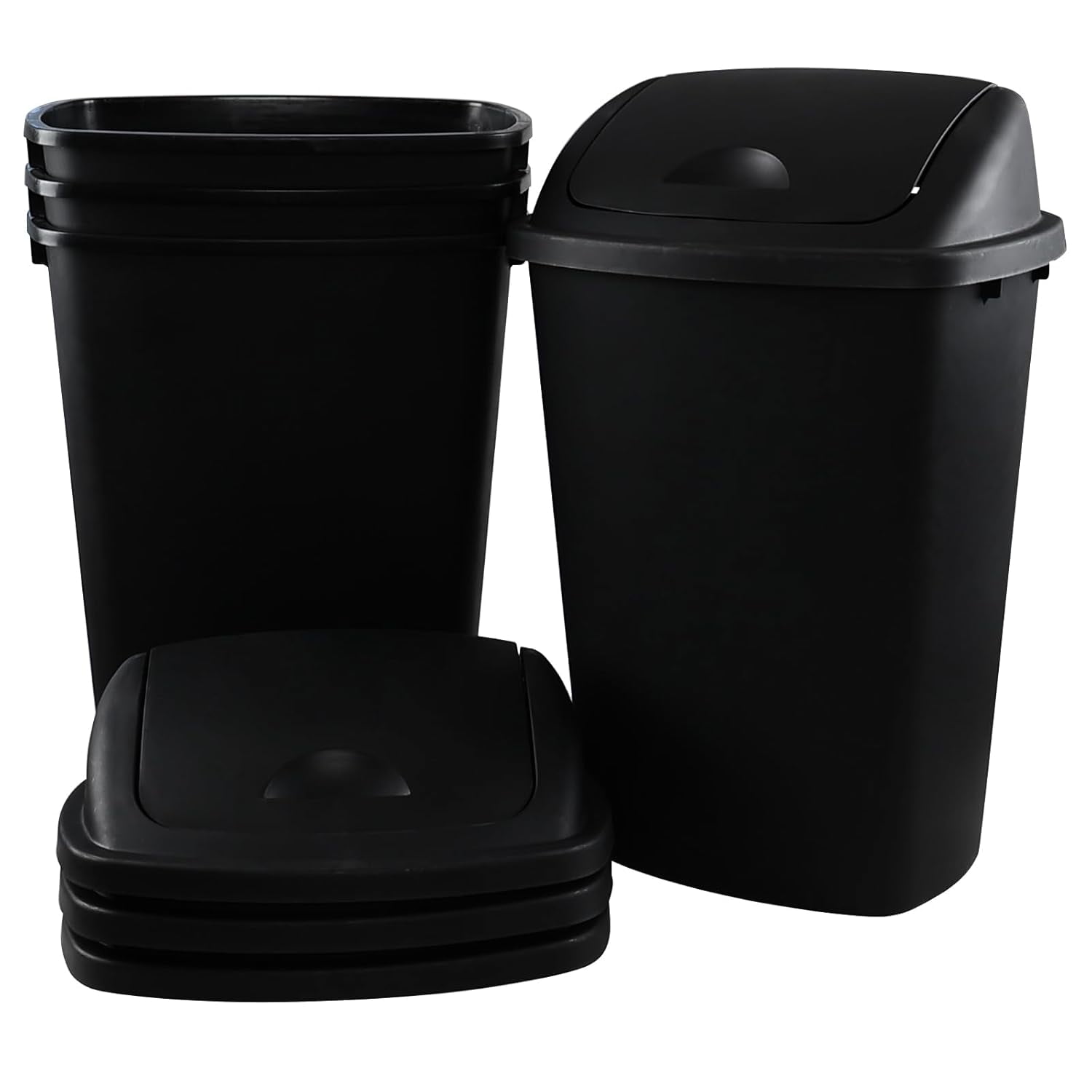 4 Pack 13 Gallon Large Plastic Waste Bin, Plastic Garbage Cans with ...