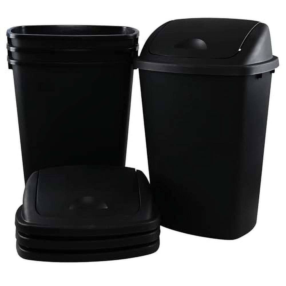 4 Pack 13 Gallon Large Plastic Waste Bin, Plastic Garbage Cans with ...