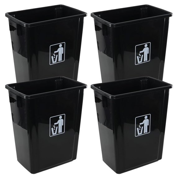 4-Pack 13 Gallon Plastic Waste Container, Kitchen Trash Bin, Cabinet ...