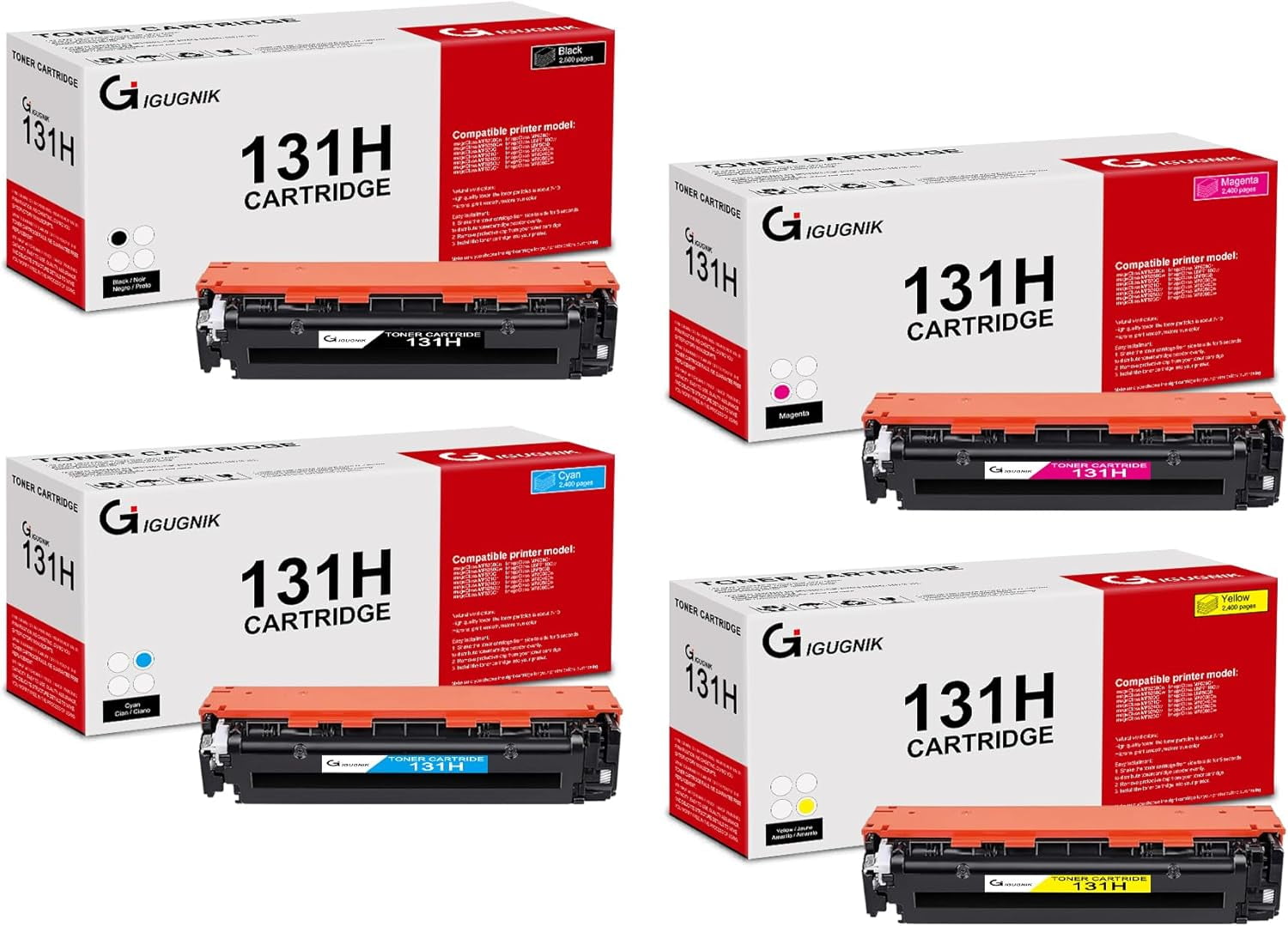 4 Pack 131H BK/C/M/Y Toner Cartridge Compatible 131H Replacement for ...