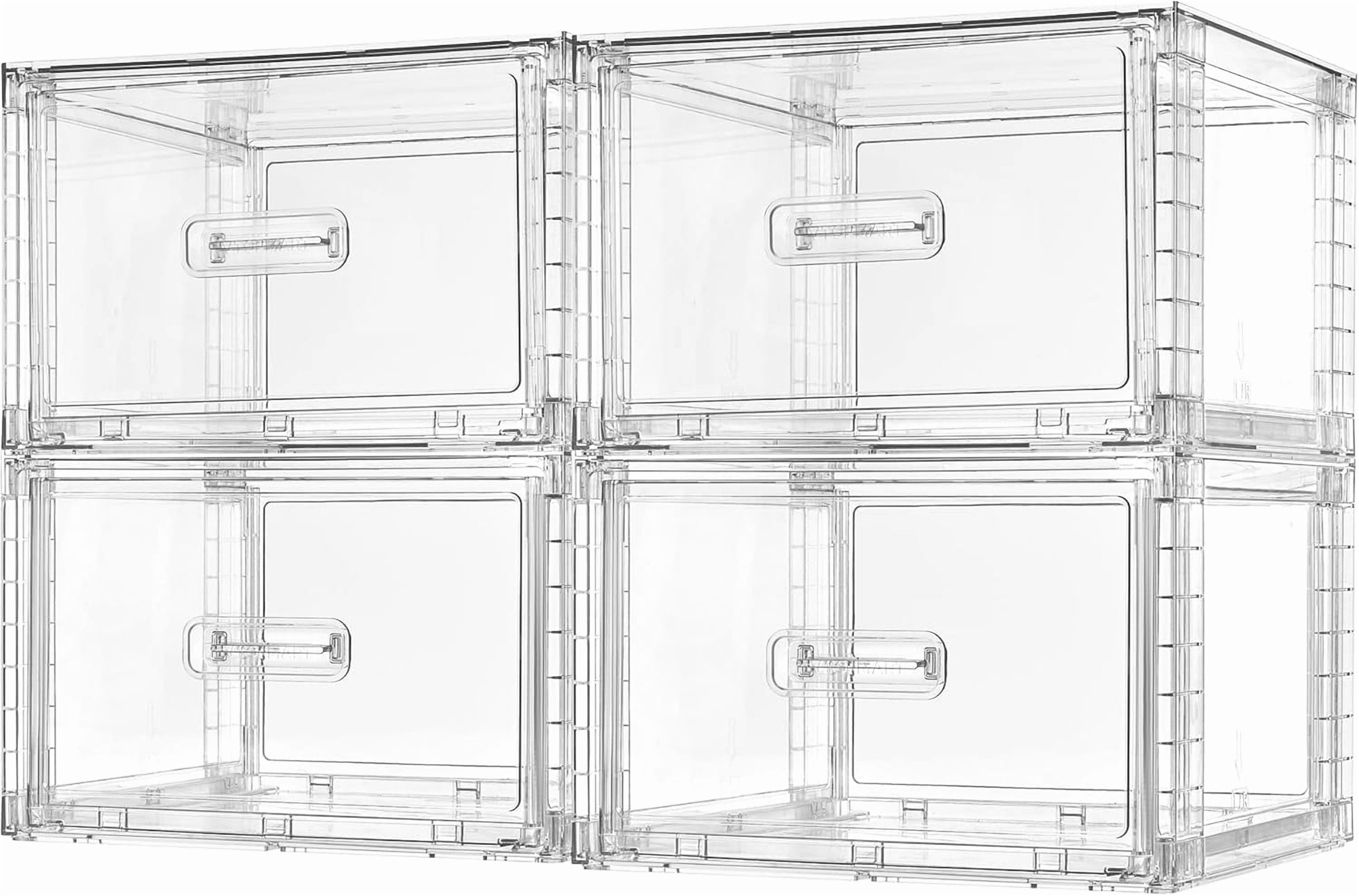 4 Pack 13QT Clear Stackable Storage Drawers,Easily Assemble Acrylic ...