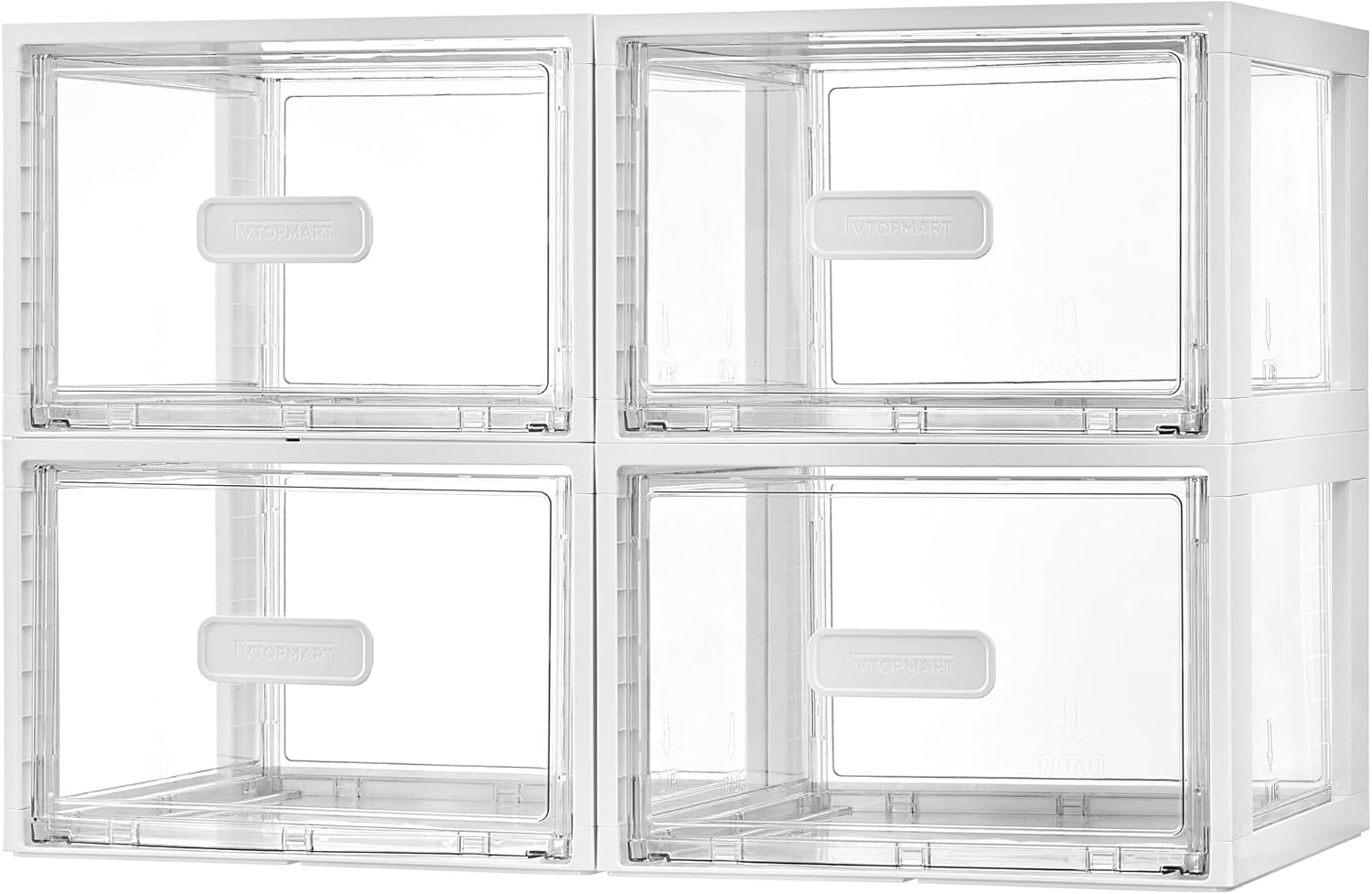 4 Pack 13QT White Stackable Storage Drawers,Easily Assemble Acrylic ...