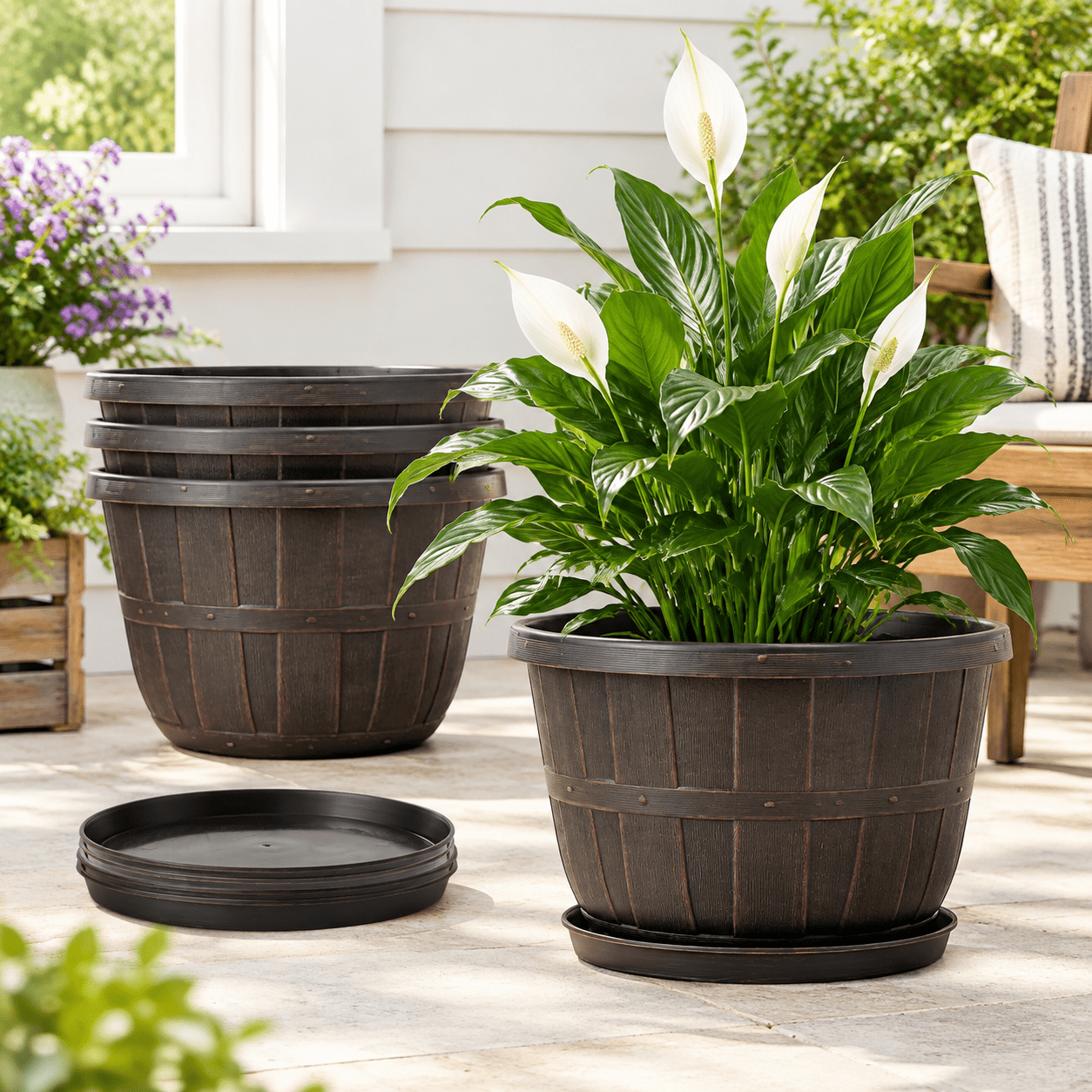 4 Pack 14 Inch Large Plastic-flower-pots-for-indoor-outdoor- - Walmart.com
