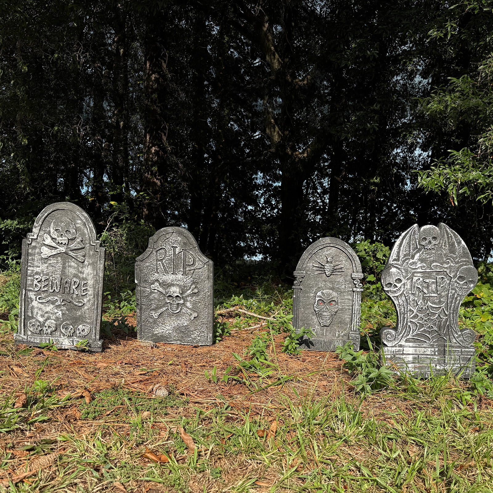 4 Pack 14'' x 22'' Halloween Foam RIP Tombstones Graveyard Headstone ...