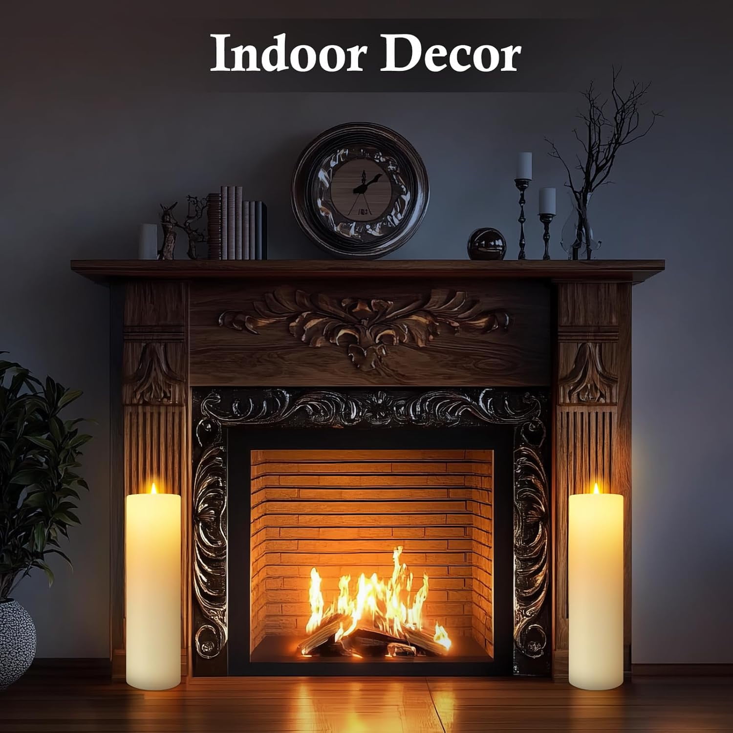 4 Pack 14" x 4" Large Outdoor Candles, Waterproof Flickering LED ...