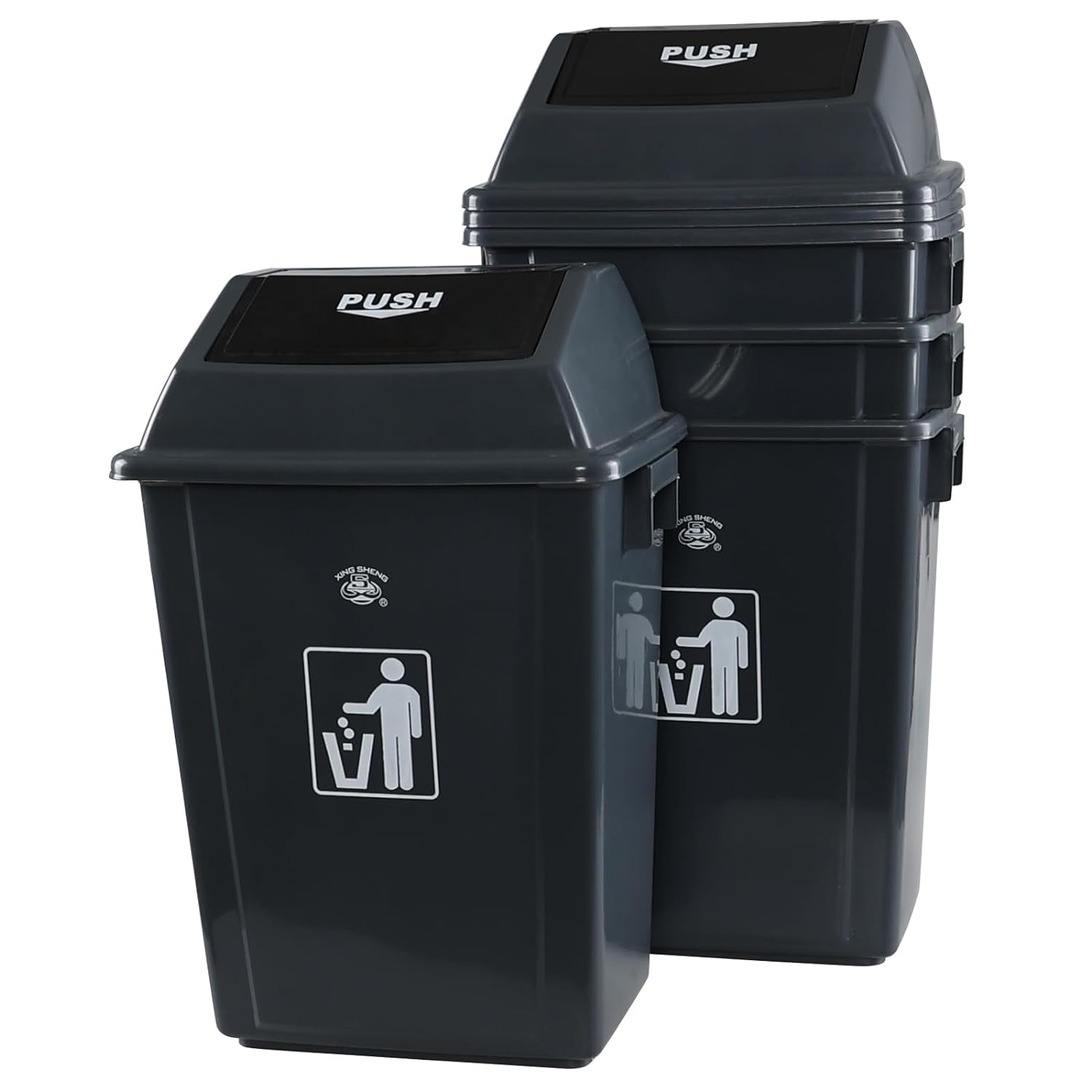 4 Pack 15 Gallon Kitchen Trash Can, Tall Plastic Kitchen Garbage Can ...