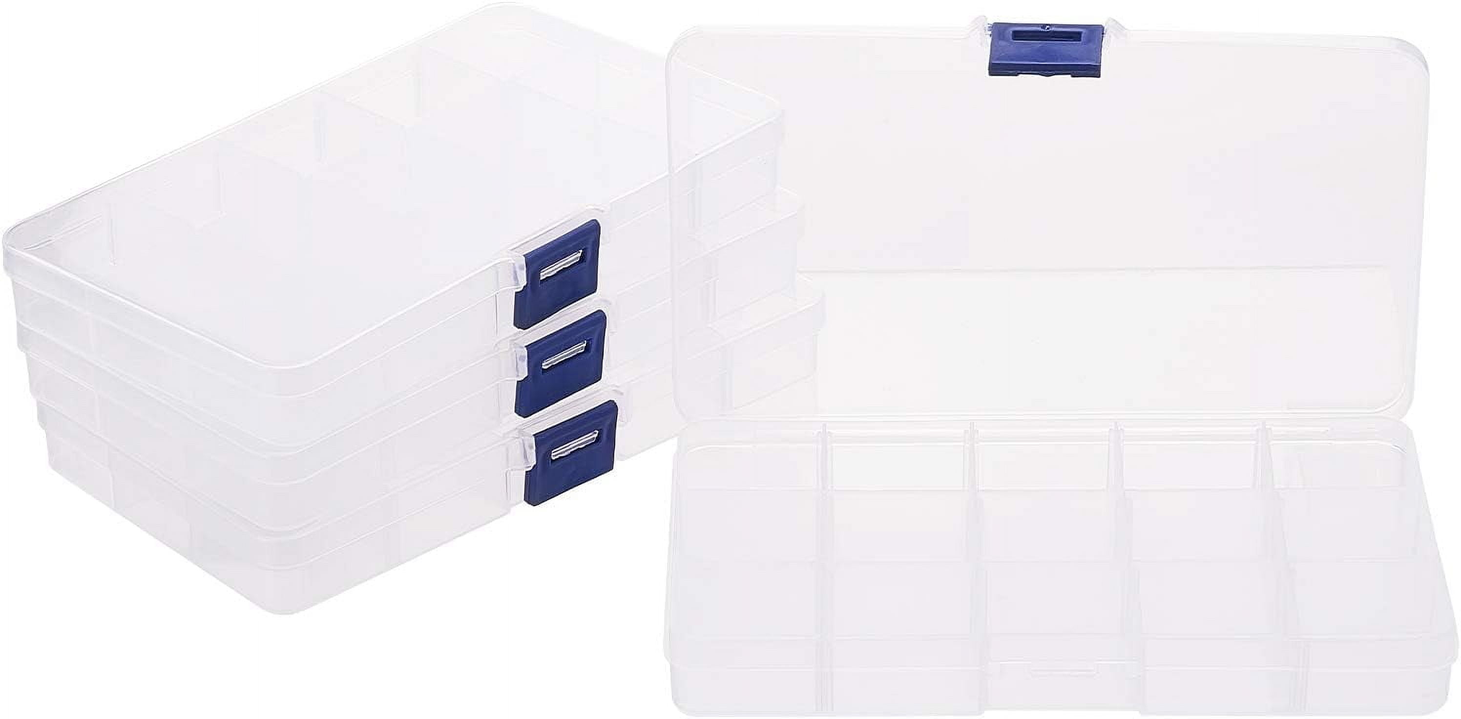 4 Pack 15 Grids Clear Plastic Organizer Box Storage Container ...