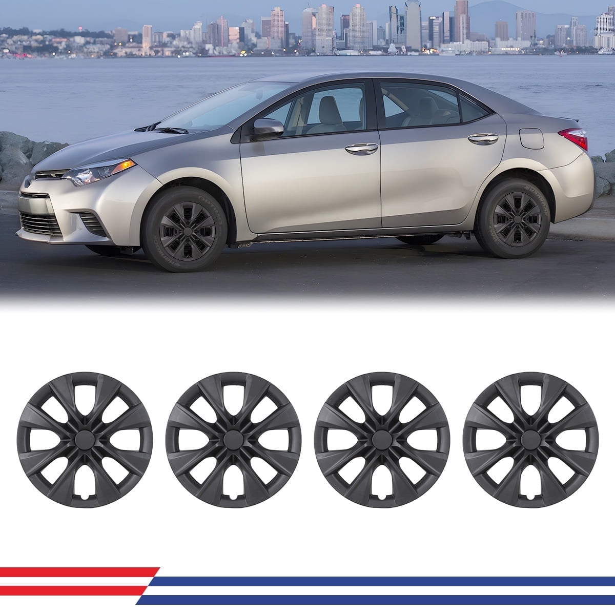 (4 Pack)15" Hubcaps Wheel Rims Cover for 2009-2019 TOYOTA COROLLA ...