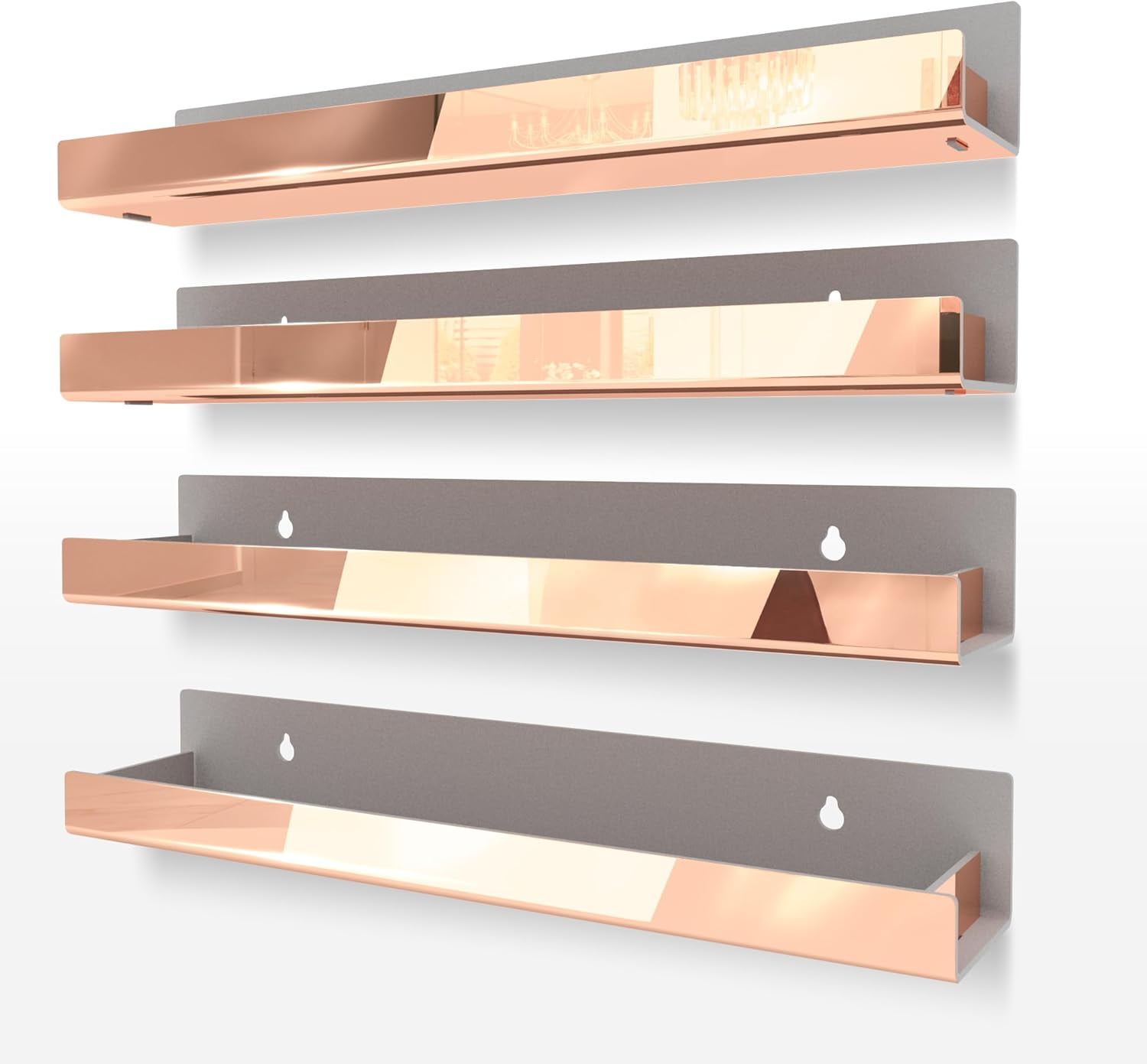 4 Pack 15 Inch Gold Reflective Acrylic Shelves, Gold Foating Shelves ...