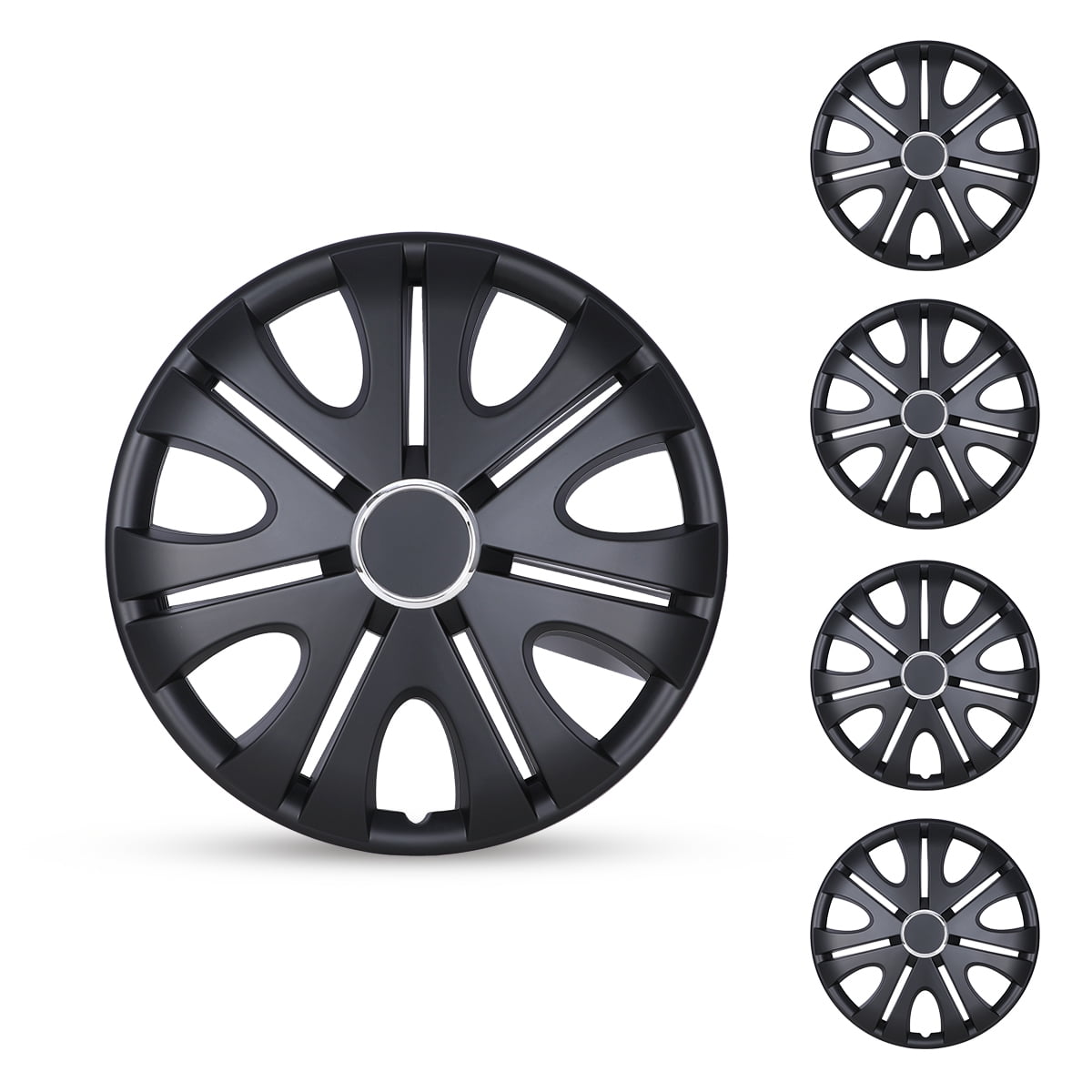 (4 Pack) 15 inch Universal Black Wheel Rim Cover Hubcaps Snap on Car ...