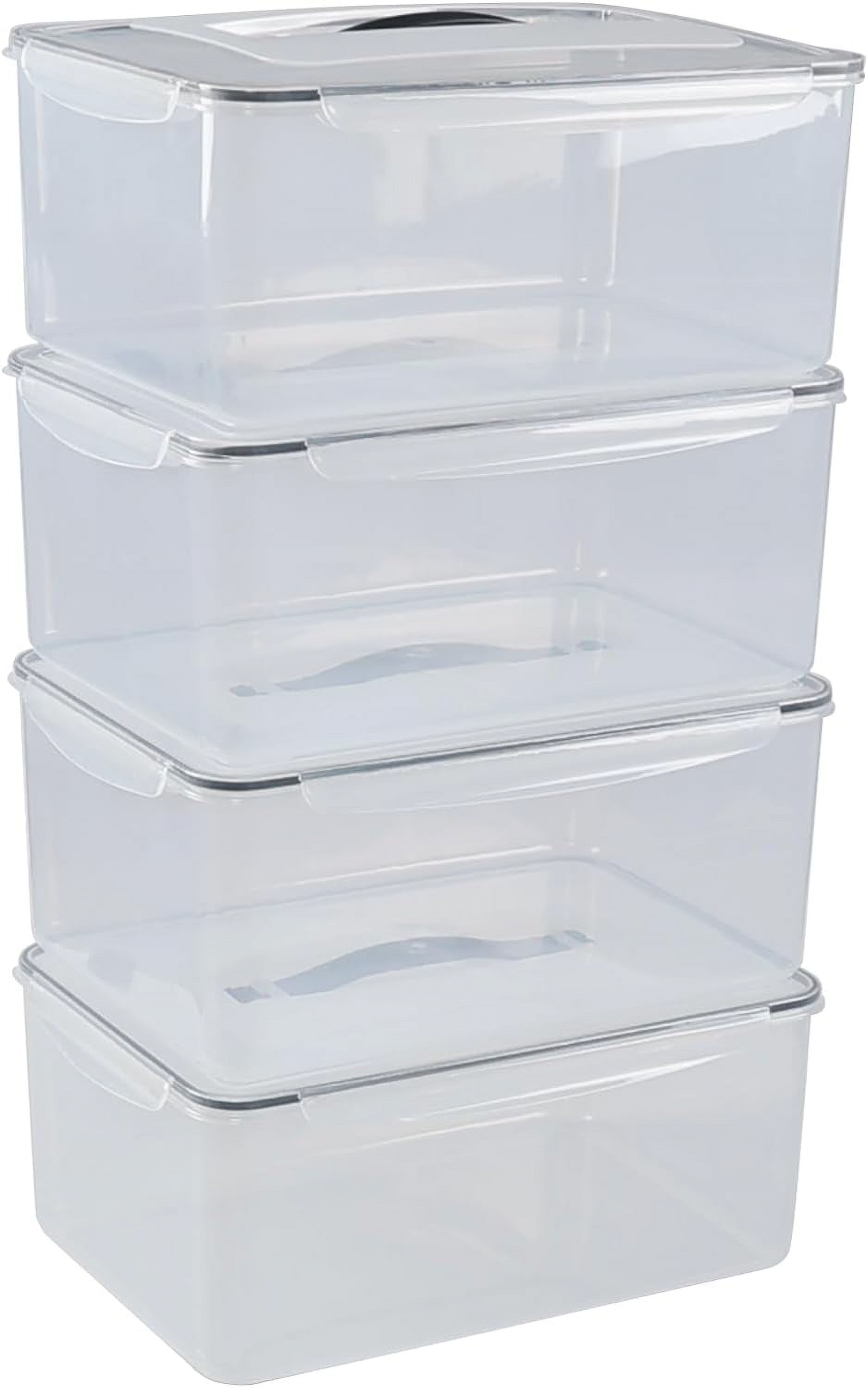4 Pack 15 L Rectangular Plastic Clear Airtight Food Storage Containers ...