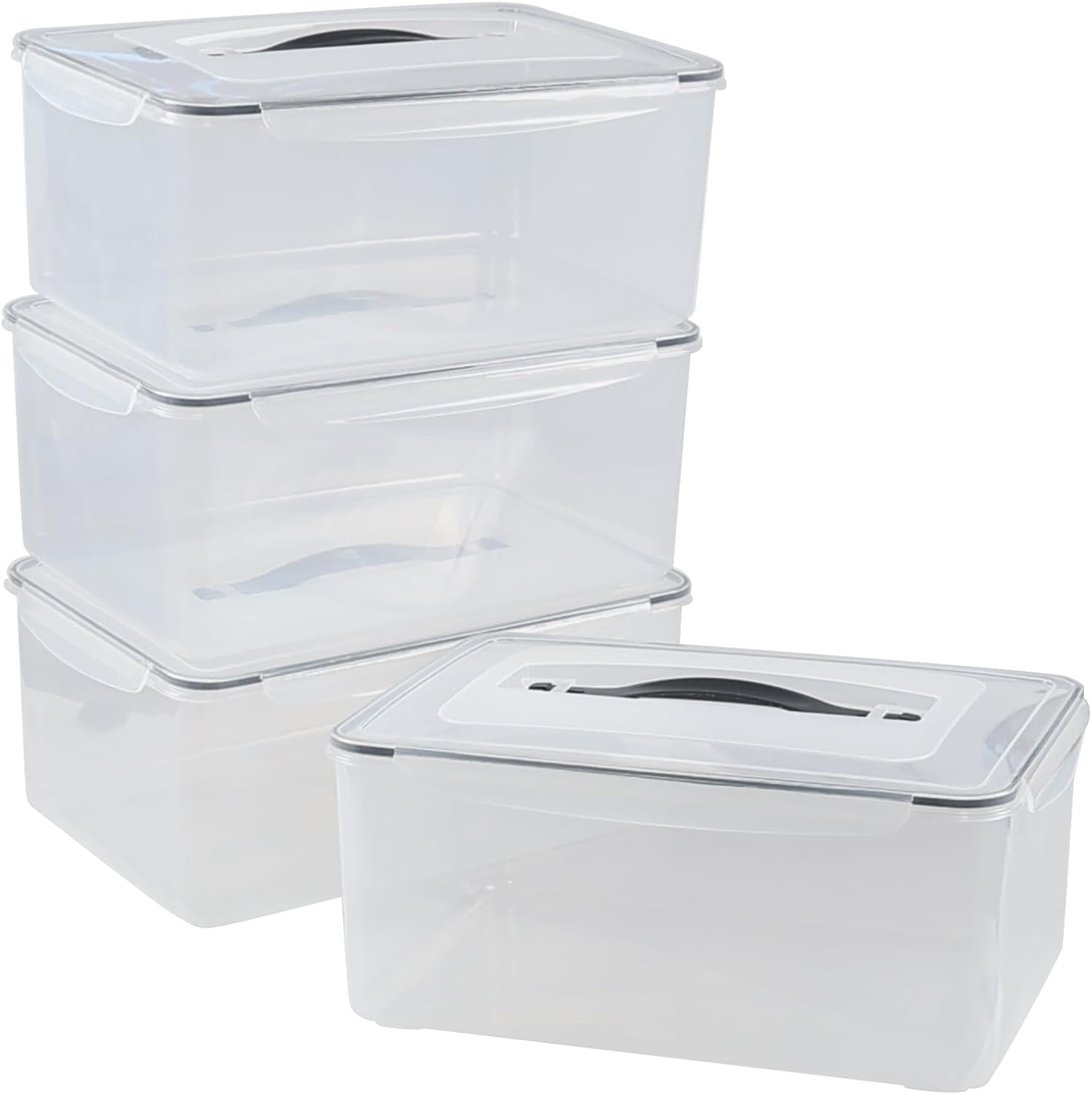4-Pack 15 Liter Clear Airtight Food Containers, Plastic Storage Box ...