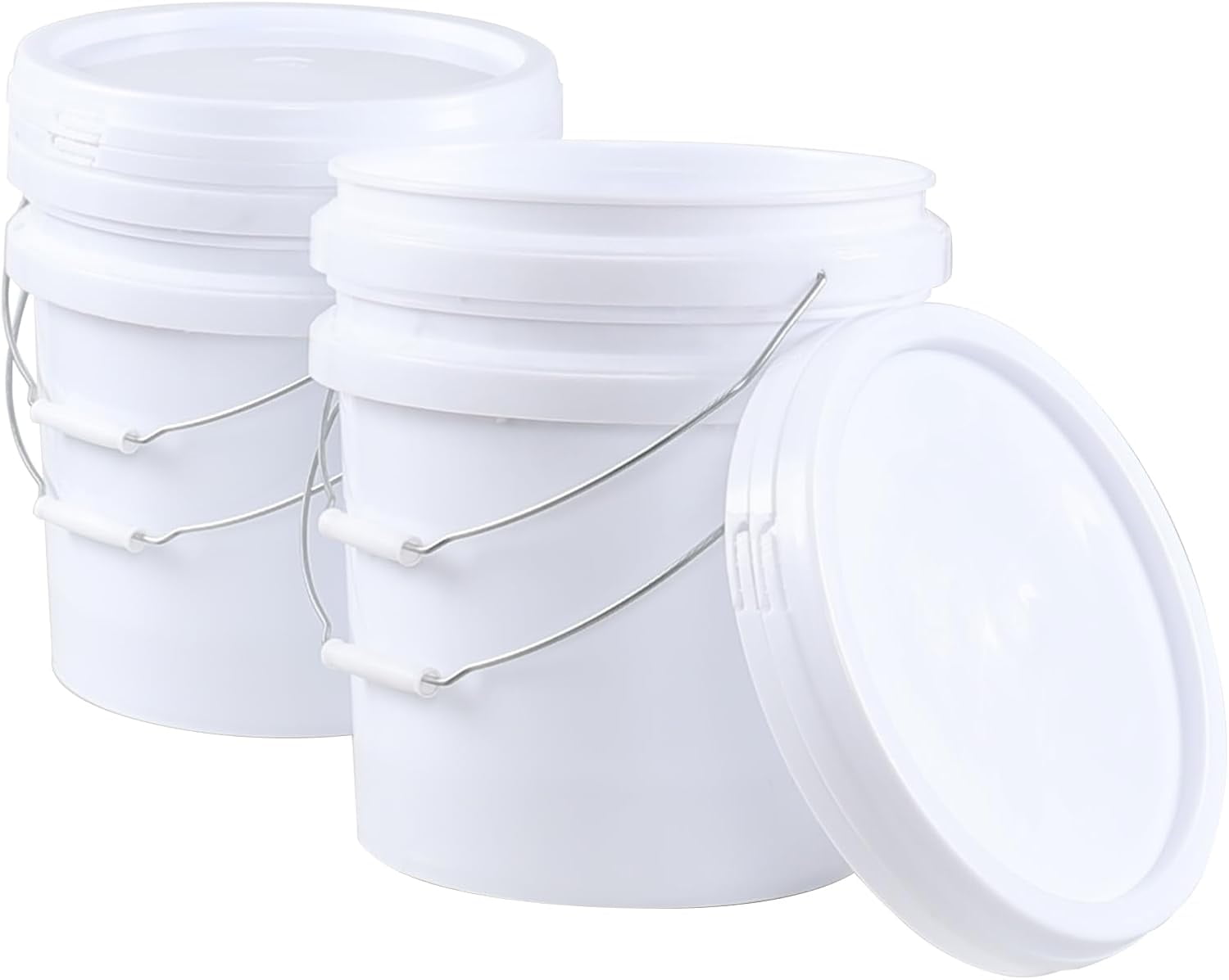 4-Pack 15 Liters White Food Grade Storage Buckets, Plastic Paint Pails ...