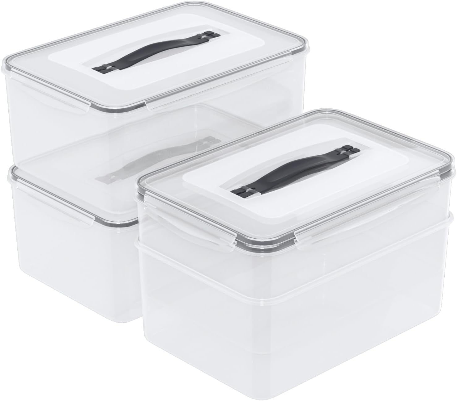 4-Pack 15 Quart Airtight Food Storage Containers, 14.5 L Clear Pizza ...