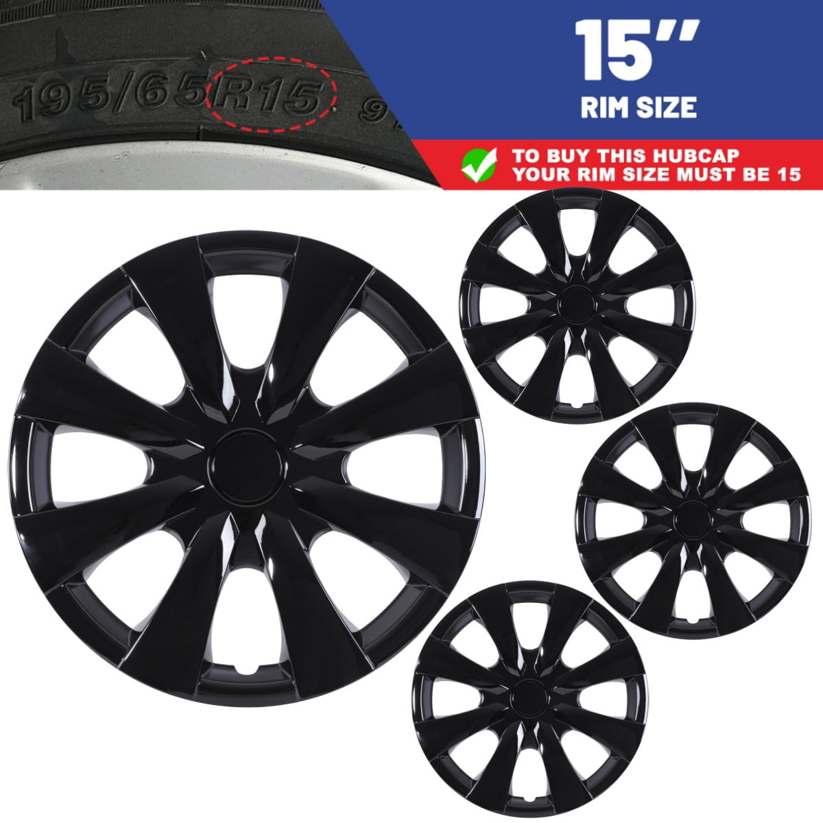 (4 Pack)15" Set of 4 Hubcaps Wheel Rims Cover for 2009-2019 Toyota ...