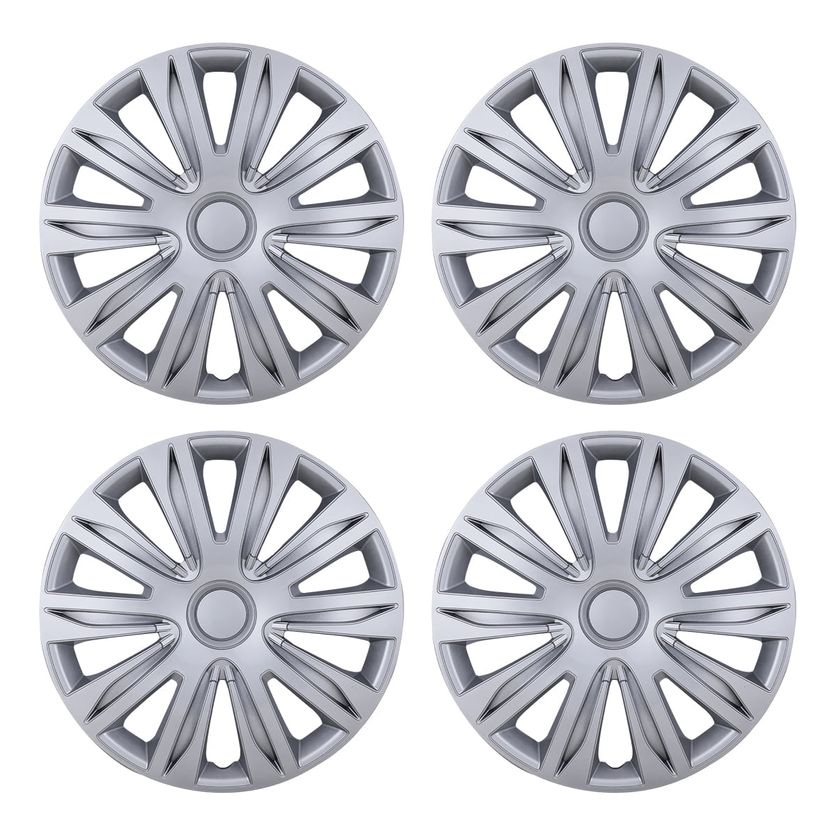 (4-Pack) 15" Universal Wheel Rim Cover Hubcaps ABS LACQUER Silver fits ...