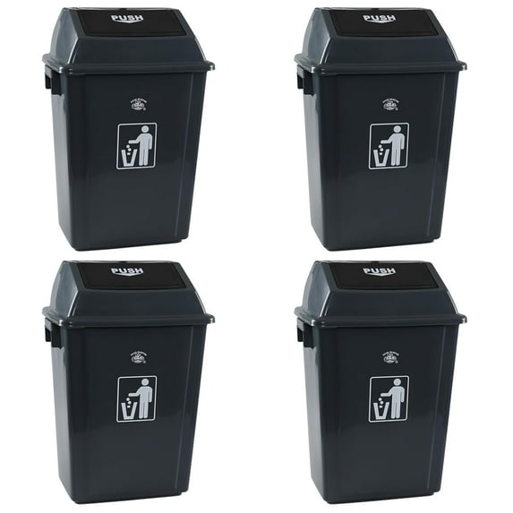 4-Pack 16 Gollon Large Garbage Cans with Lids, Plastic Outdoor Trash ...