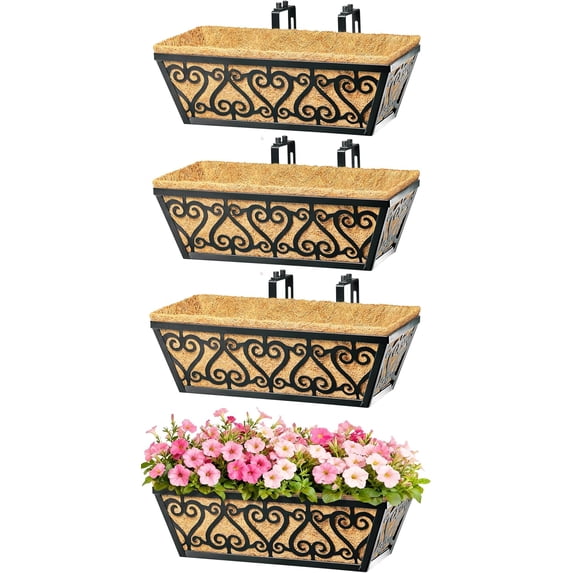 4 Pack 16 Inch Deck Railing Planter Box - Window Boxes Planters with ...