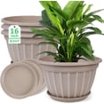 4 Pack 16 Inch Plant Pots, Retro Vertical Stripe Planters with Drainage ...