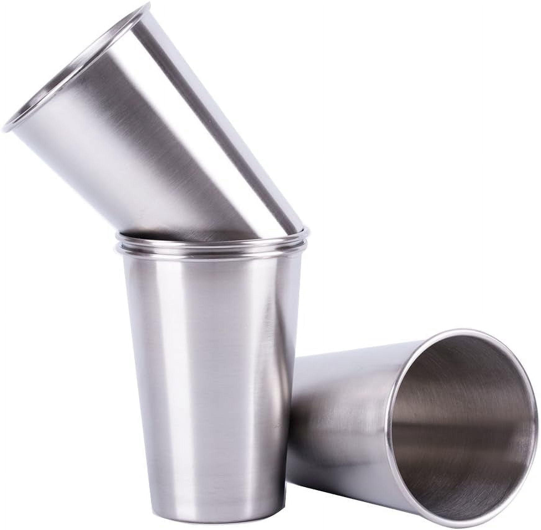 4 Pack 16 Oz Stainless Steel Pint Cups Water Tumblers, Unbreakable ...