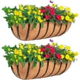 4 Pack 16" Railing Planter Window Box with Coco Fiber Liner Horse ...