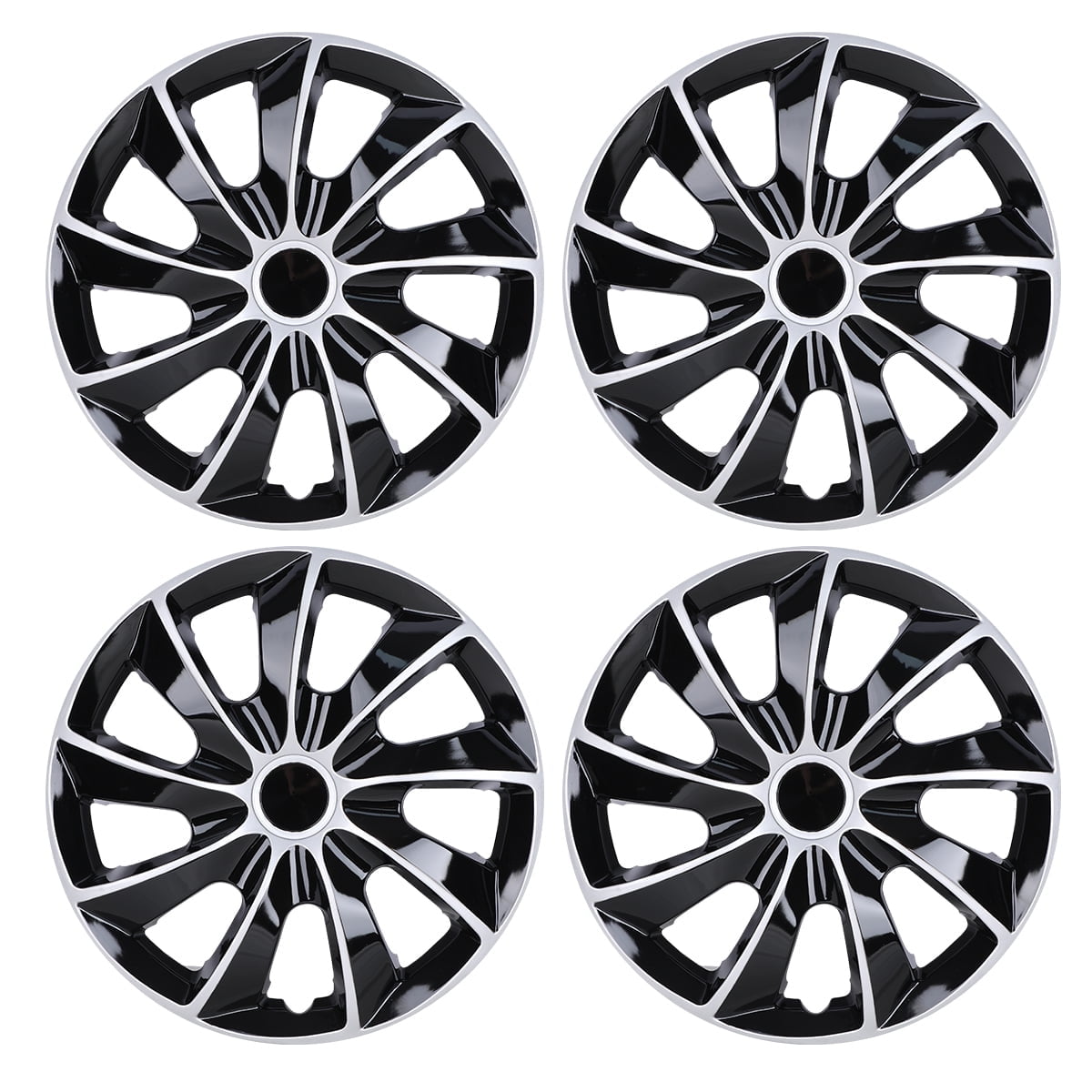 (4 Pack)16" Silver & Black Hub Caps Universal Wheel Rim Cover Exterior ...