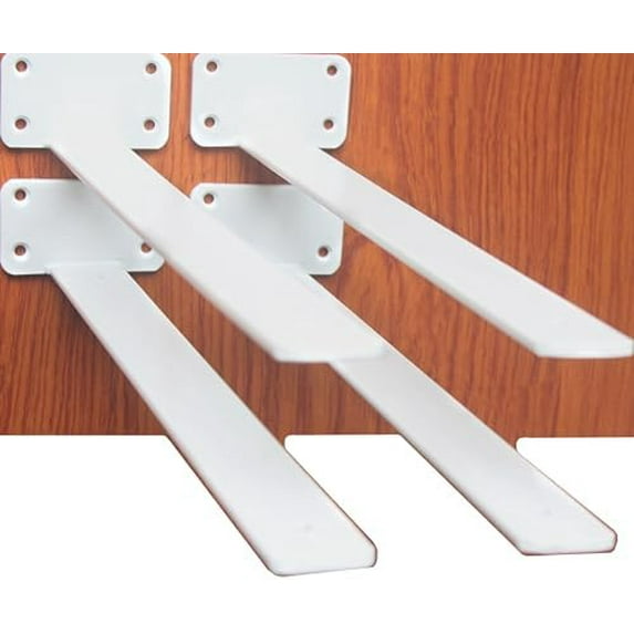 4 Pack - 16 inch White Hidden L Shelf Bracket (1/5 Inch Thicked) Iron ...