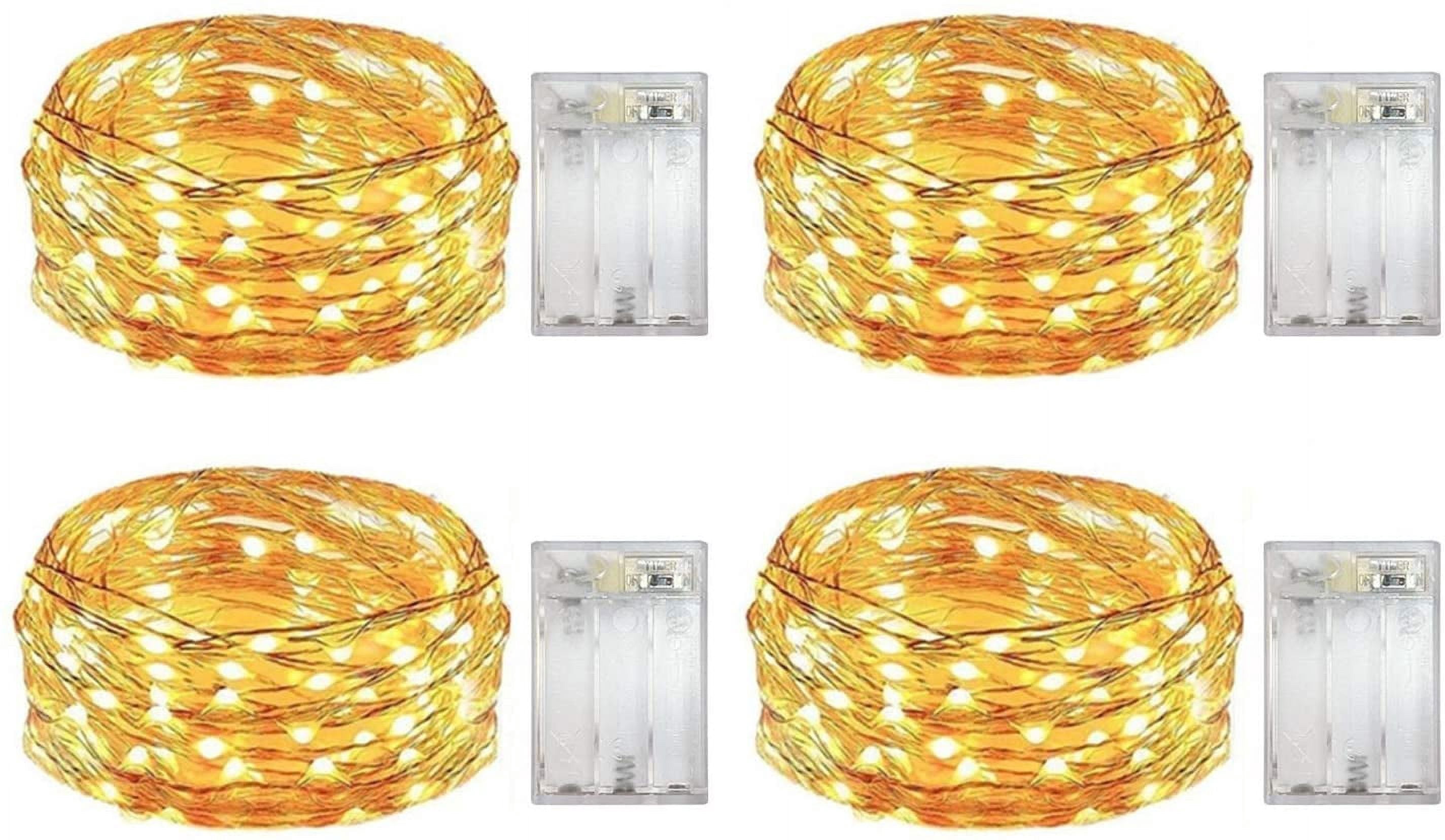 4 Pack 16ft 50 LED Battery Operated Fairy Light LED Copper Wire Lights ...