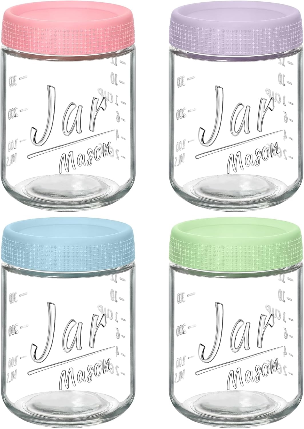 4-Pack 16oz Overnight Oats Containers with Airtight Lids - Glass Mason ...