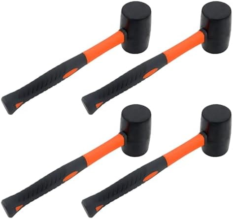 4 Pack 16oz Rubber Mallet Hammer, 500g Black Rubber Flooring Hammer for ...