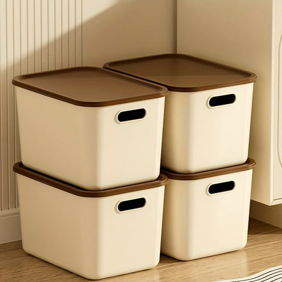 4-Pack 17-Quart Plastic Storage Bins with Lids, Waterproof Stackable ...