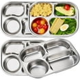 4 Pack 18/10 Stainless Steel Divided Plate, Small Child Plate with 4 ...