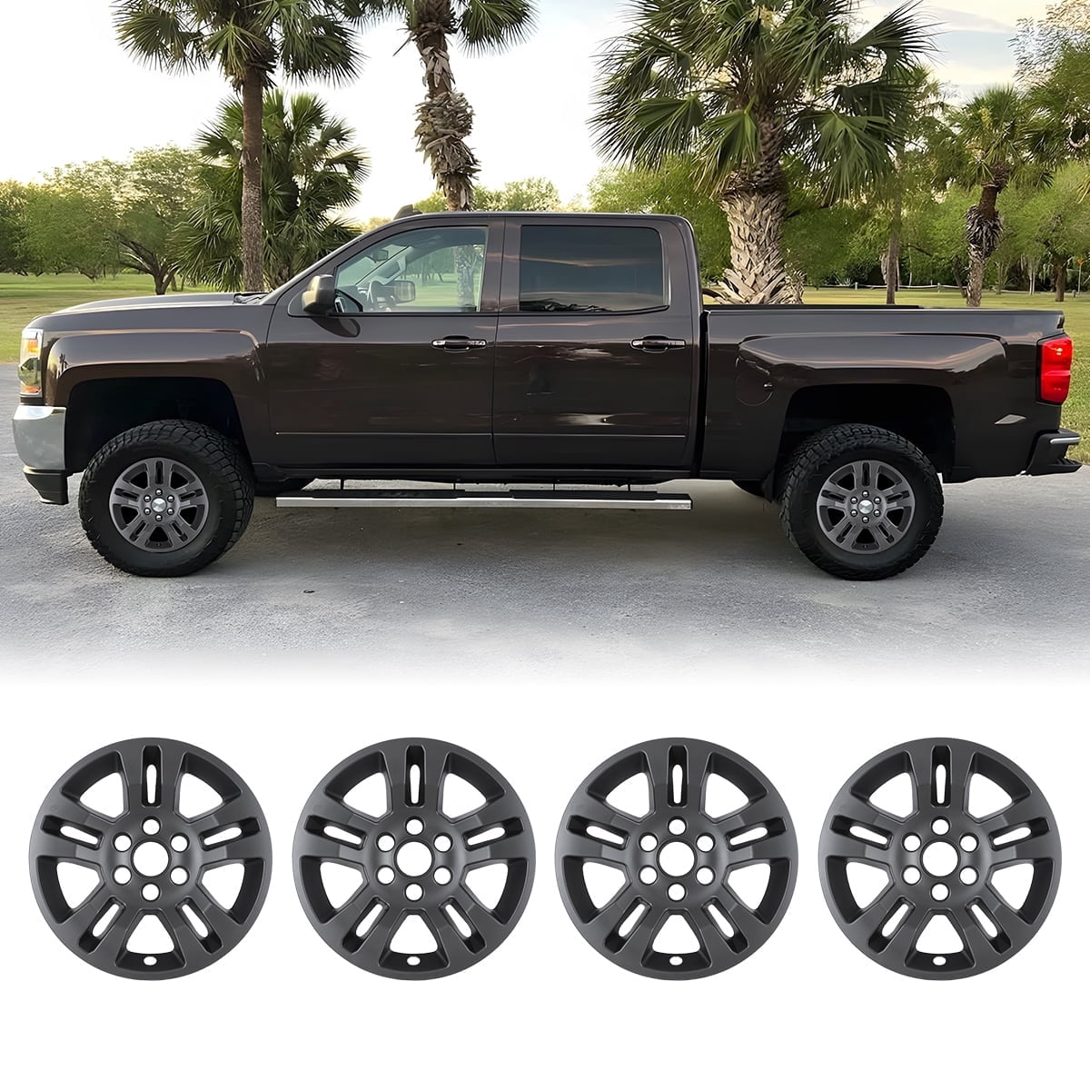 4 Pack 18" Alloy Wheel Skins for 2014-2018 Chevy Silverado 1500 & 2019 ...