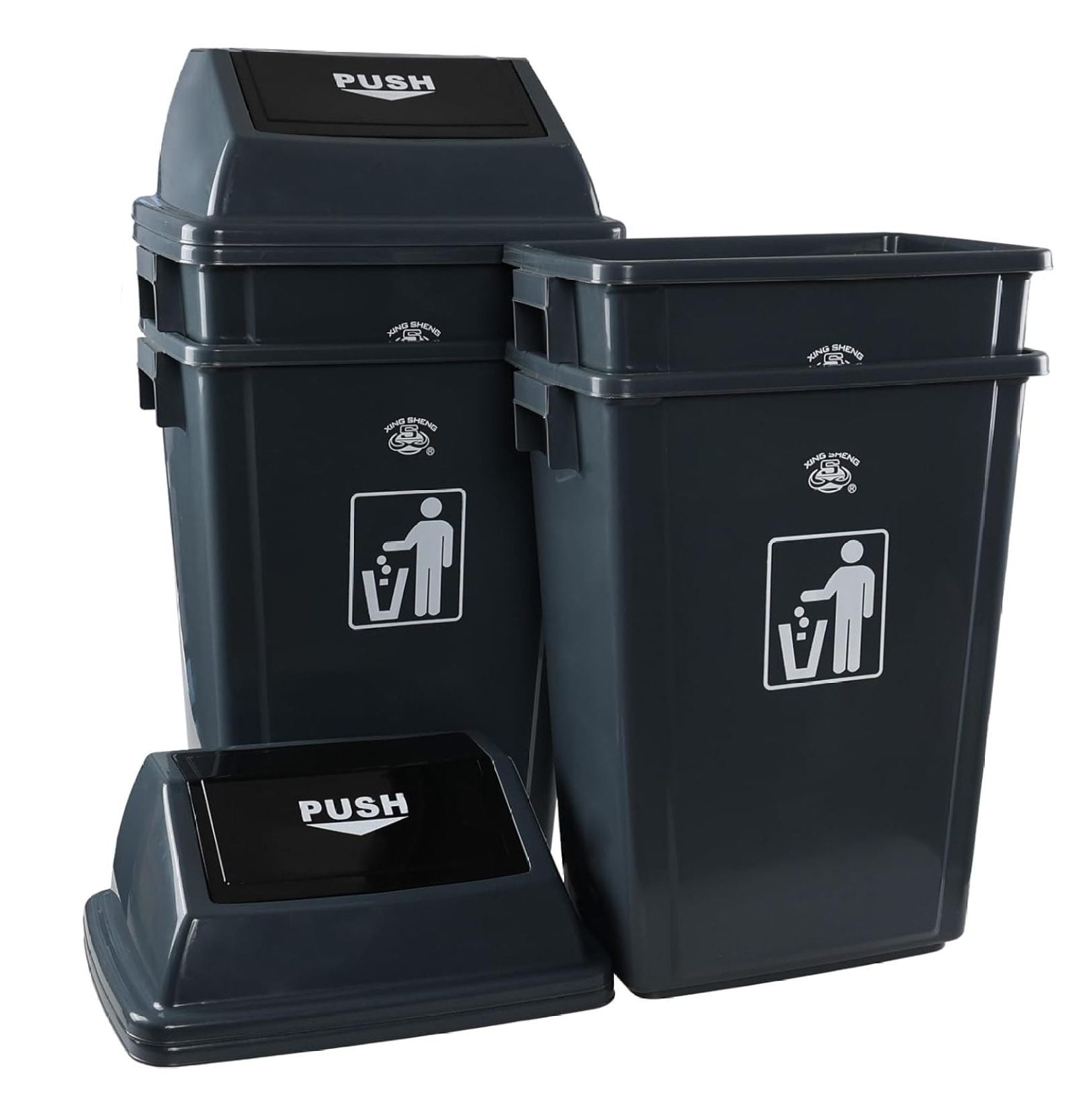 4 Pack 18 Gal Plastic Garage Can with Lid, Heavy-Duty Recycle Bin ...