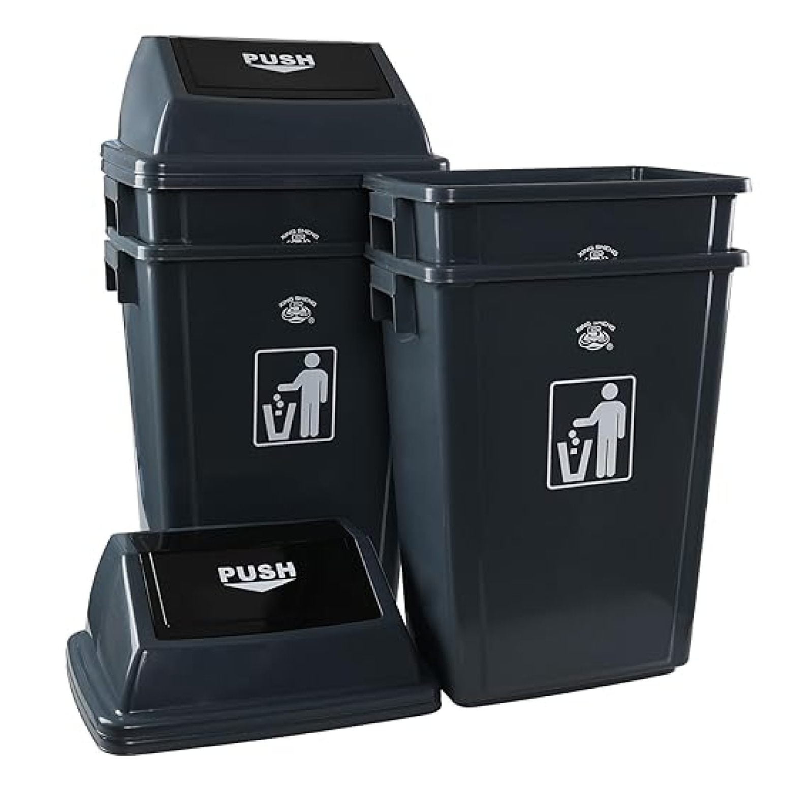 4 Pack 18 Gal Plastic Garage Can with Lid, Heavy-Duty Recycle Bin ...