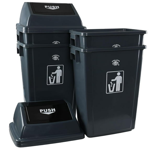 4 Pack 18 Gal Plastic Garage Can with Swing Lid, Heavy-Duty Recycle Bin ...