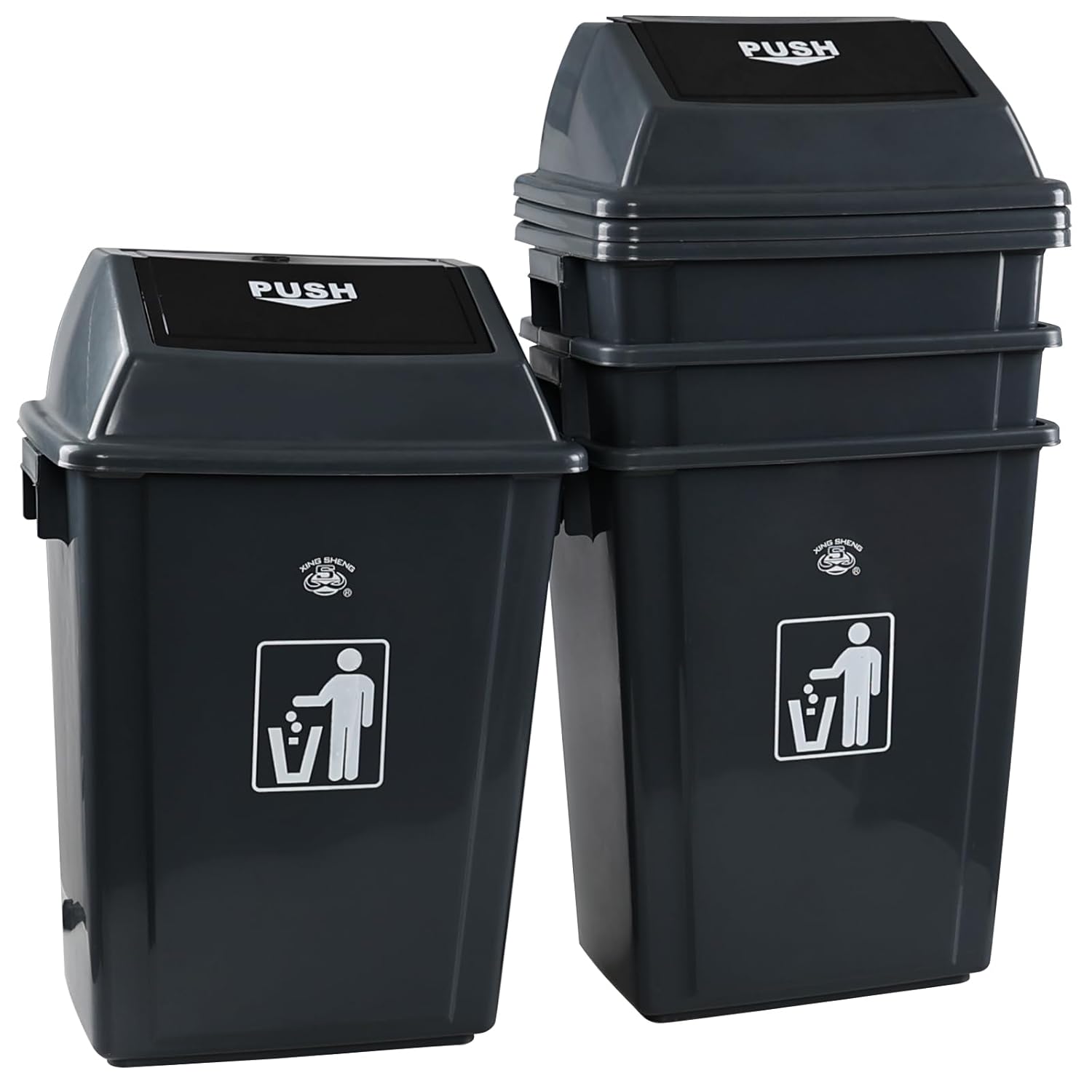 4-Pack 18 Gallon Kitchen Trash Can with Swing Lid, Large Plastic Swing ...