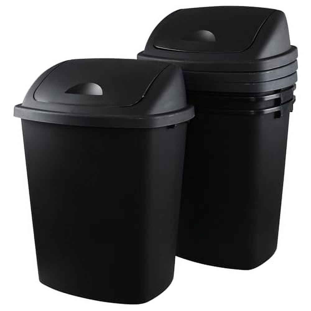4-Pack 18 Gallon Large Trash Can with Swing Lid, Plastic Kitchen Swing ...