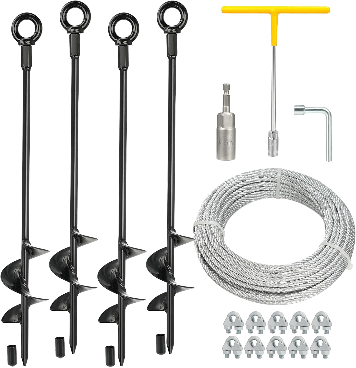 4 Pack 18" Heavy Duty Ground Anchors Shed Anchor Kit with 3/16 ...