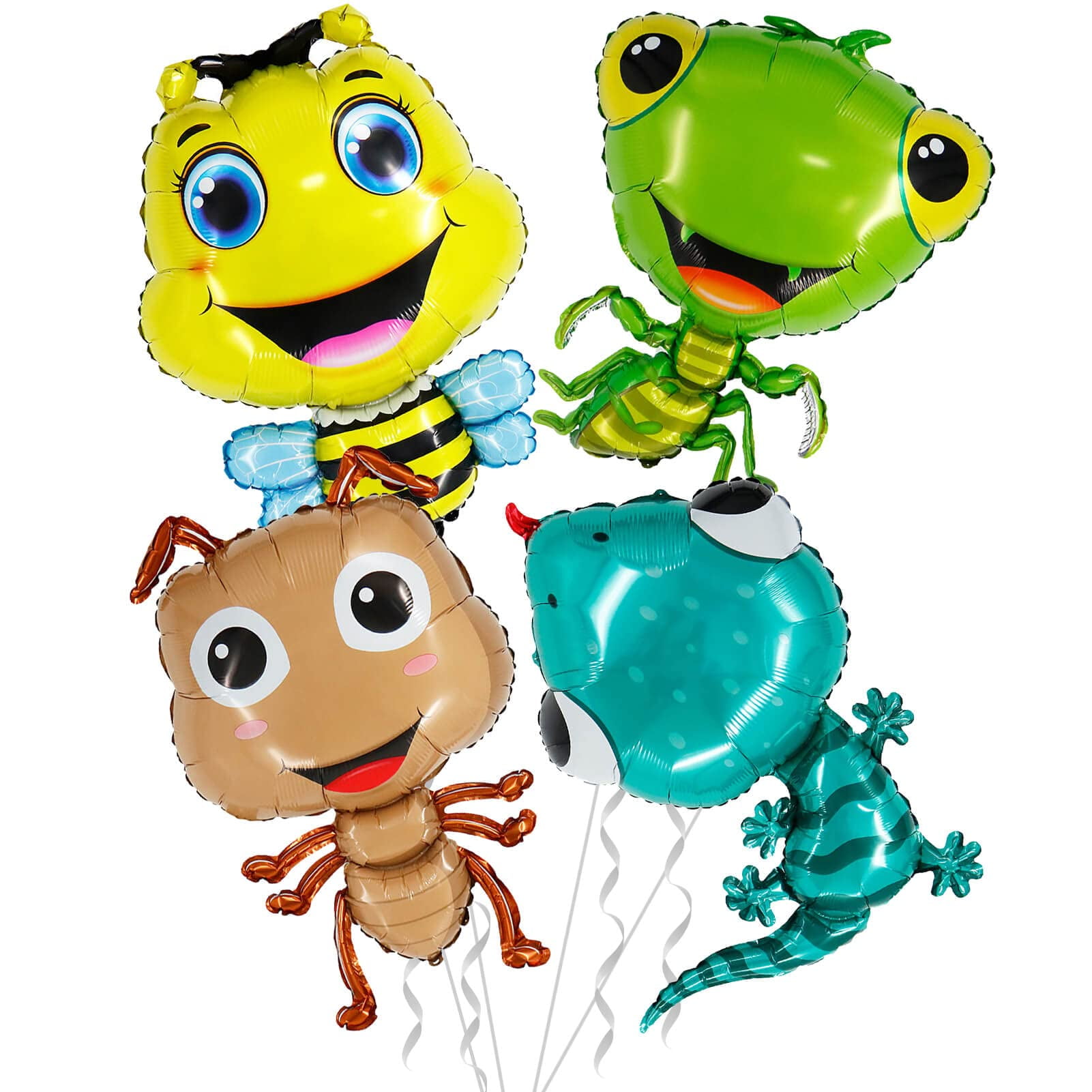 4 Pack 18 Inch Cute Insect Balloons Bee Balloons Gecko Snail Mantis ...