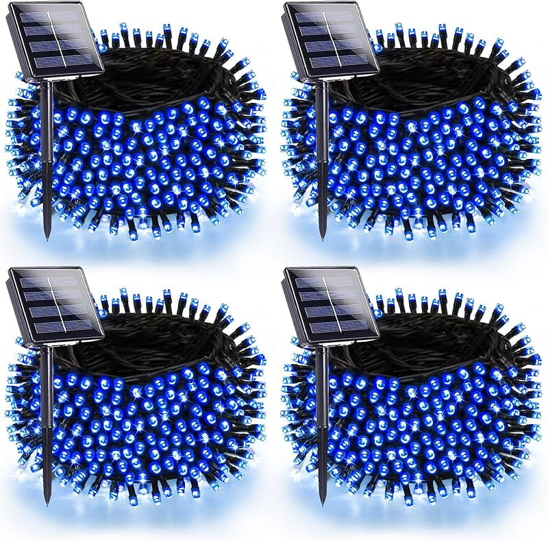 4 Pack 180FT Halloween Solar Lights Outdoor Waterproof, 320LED Orange ...