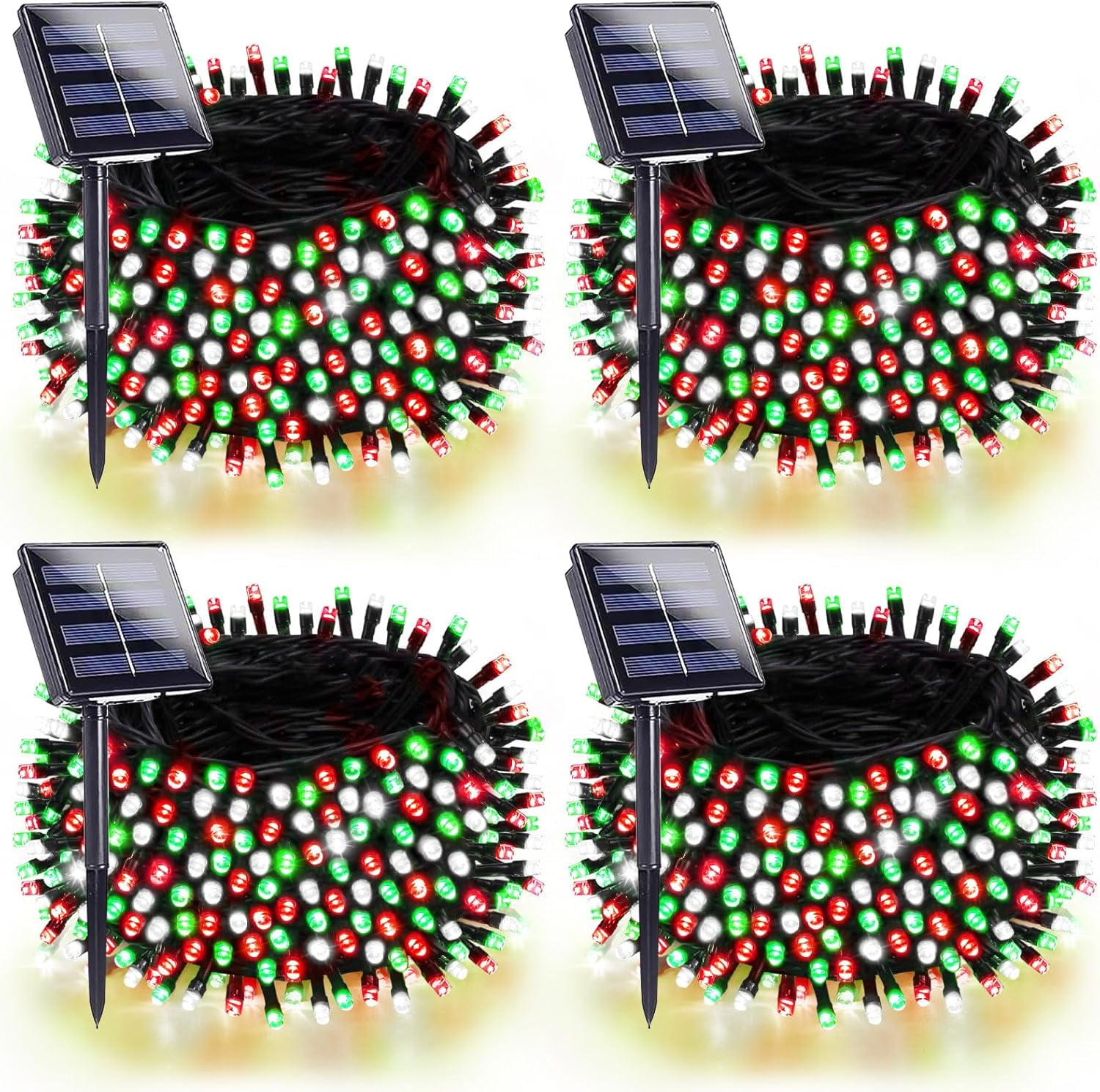 4 Pack 180FT Solar Christmas Lights Outdoor Waterproof, Super Bright ...