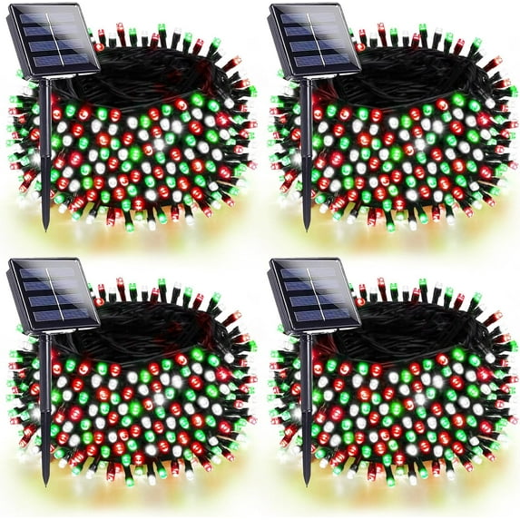 4 Pack 180FT Solar Christmas Lights Outdoor Waterproof, Super Bright ...