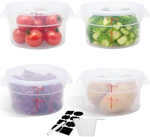 4 Pack 18QT Round Food Storage Containers with Lids, BPA-Free ...